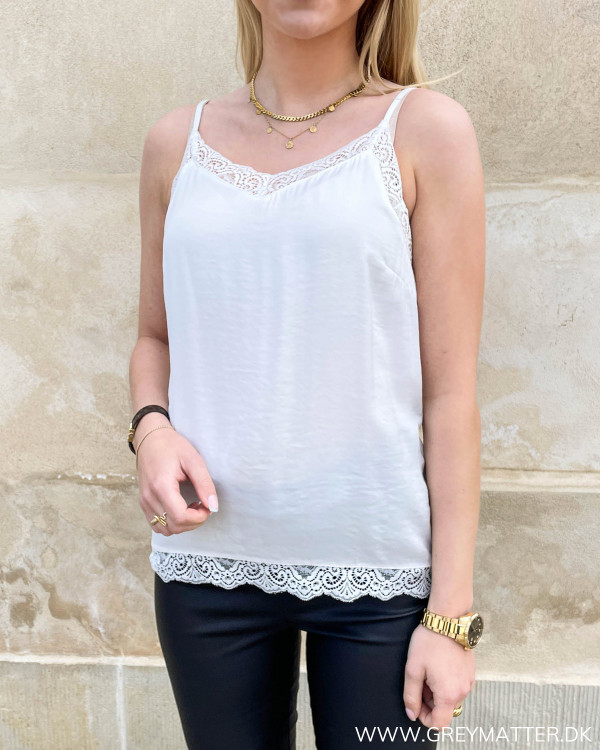 VILA Vicava Cloud Dancer Lace Singlet Top