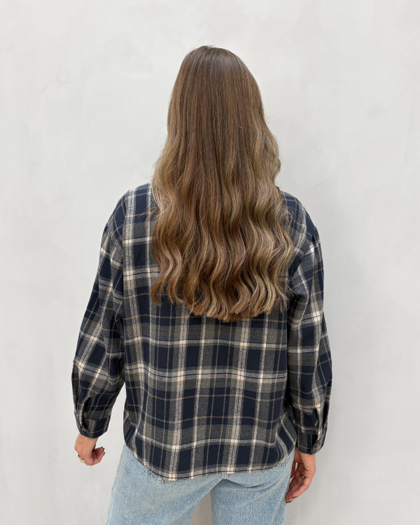 JDY Jdymaddie Sky Captain Caribou & Pale Taupe L/S Loose Check Shirt