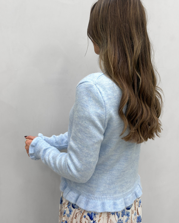 JDY Jdyletty Cashmere Blue Melange L/S On Frill Cardigan Knit