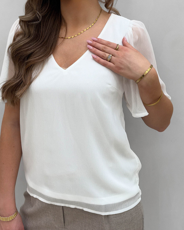 VILA Vifalia Snow White V-Neck S/S Top