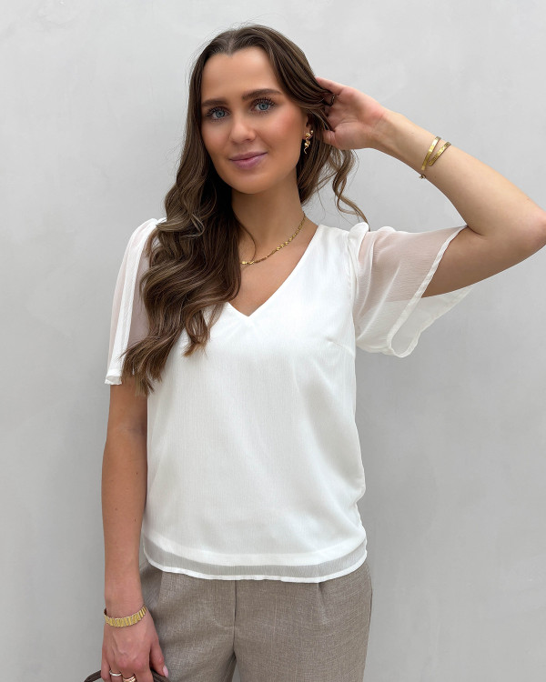 VILA Vifalia Snow White V-Neck S/S Top